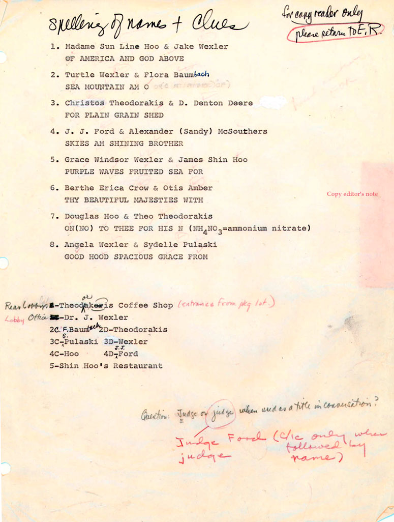 The Westing Game: Working Notes - Cooperative Children's Book Center